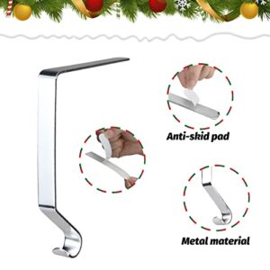 WISTOLL Christmas Stocking Holder for Mantle Set 4 Stocking Hangers Christmas Ornament Hooks for Mantle Staircase Christmas Stockings Multi-uses Stocking Hooks for Mantle