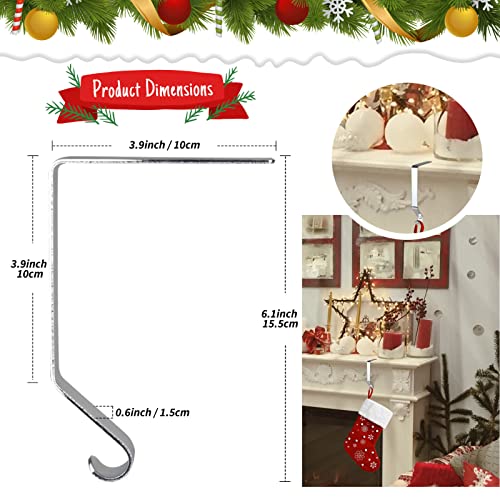 WISTOLL Christmas Stocking Holder for Mantle Set 4 Stocking Hangers Christmas Ornament Hooks for Mantle Staircase Christmas Stockings Multi-uses Stocking Hooks for Mantle