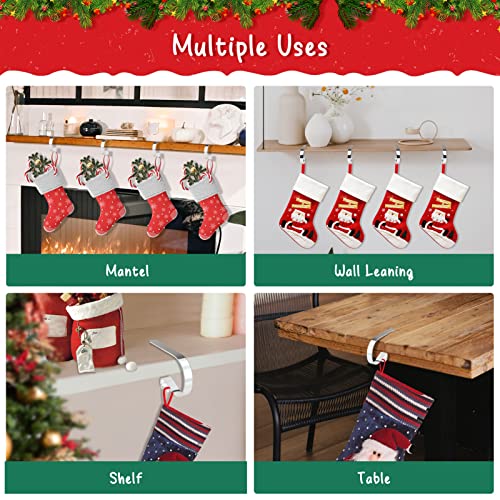 WISTOLL Christmas Stocking Holders for Mantle Set of 4 Mantel Decor Hooks with Non-Slip Stickers