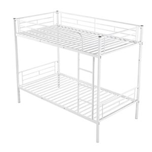 Metal Bunk Beds Twin Over Twin Heavy-Duty Convertible Bunk Bed Frame Divided into 2 Beds for Kids Boys Girls Teens, Steel Bunk Bed for Dorms, Universities Children’s Bedrooms, White