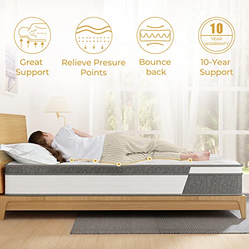 Teoanns Full Size Mattress, 10 Inch Memory Foam Mattress Bed in a Box, Hybrid Mattress Full Size for Pressure Relief & Supportive, CertiPUR-US, 100 Nights Trial