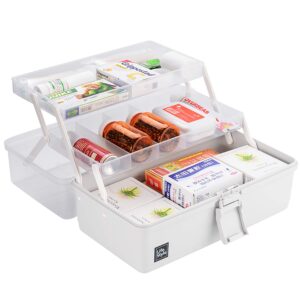 craft supply storage box, 3-layer clear plastic medicine storage box/tool box multipurpose portable storage box/sewing box handled storage case for art craft and cosmetic school supply, office supply