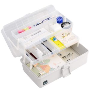 Craft Supply Storage Box, 3-Layer Clear Plastic Medicine Storage Box/Tool Box Multipurpose Portable Storage Box/Sewing Box Handled Storage Case for Art Craft and Cosmetic School Supply, Office Supply