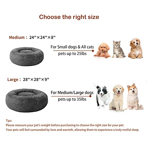 DDSNTY Cat Bed,Cat Beds for Indoor Cats,24 Inch Dog Beds for Small Dogs,Small Dog Bed Cat Beds,Puppy Bed,Pet Beds for Small Dogs&Cats,Anti-Slip Anti-Anxiety Donut Fluffy Soft Durable