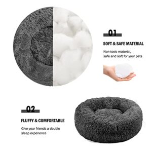 DDSNTY Cat Bed,Cat Beds for Indoor Cats,24 Inch Dog Beds for Small Dogs,Small Dog Bed Cat Beds,Puppy Bed,Pet Beds for Small Dogs&Cats,Anti-Slip Anti-Anxiety Donut Fluffy Soft Durable