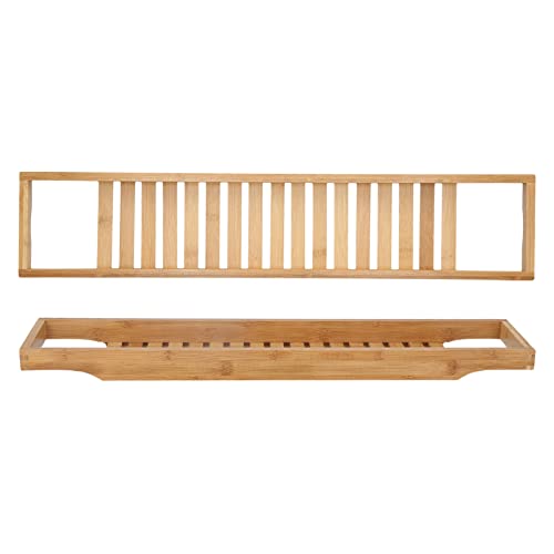 FTVOGUE Bamboo Bathtub Tray This Bath is Perfect for A Simple Bathtub Shelf with Reading Shelf Or Tablet 5.7 Inches * 27.7 Inches,Shelf