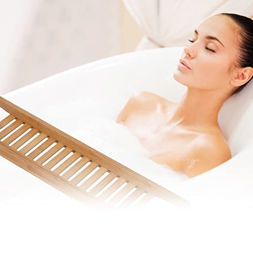 FTVOGUE Bamboo Bathtub Tray This Bath is Perfect for A Simple Bathtub Shelf with Reading Shelf Or Tablet 5.7 Inches * 27.7 Inches,Shelf