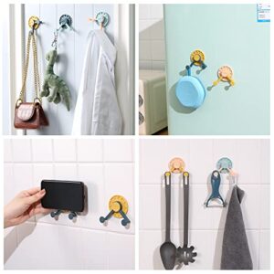 TRENZADO Creative 360° Clock Hooks, Adhesive Hanger Hooks, Colorful Cute Wall and Door Hangers for Hanging Coats Towels Keys, Waterproof Sticky Hooks, 4 PCS Contrast Color