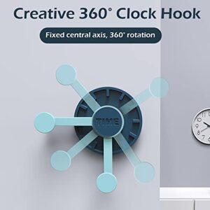 TRENZADO Creative 360° Clock Hooks, Adhesive Hanger Hooks, Colorful Cute Wall and Door Hangers for Hanging Coats Towels Keys, Waterproof Sticky Hooks, 4 PCS Contrast Color