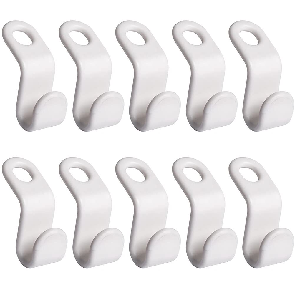 Bticx Clothes Hanger Connector Hooks,10 Pcs Mini Cascading Connect Hooks for Wardrobe Closet Storage Organzier Hook Linking - Space Saving Closet, White