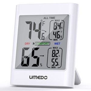 digital hygrometer indoor thermometer, umedo humidity gauge with large display, air comfort indicator, accurate hygrometer thermometer monitor for home greenhouse humidor pet reptile wine cellar