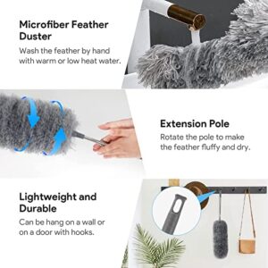 Microfiber Feather Duster - an 100 inch Extendable and Bendable Long Handle Dusters for Dust and Cobweb Cleaning All-Round Home Cleaning