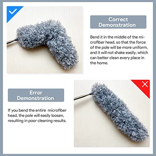 Microfiber Feather Duster - an 100 inch Extendable and Bendable Long Handle Dusters for Dust and Cobweb Cleaning All-Round Home Cleaning