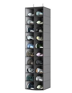 libeder hanging shoe organizer for closet, hanging closet organizers 20 section shoe shelves, space saving shoe holder & storage, grey, 12''w×12''dx 50''h