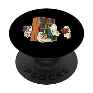 ghosts reading books teacher halloween librarian book lover popsockets standard popgrip