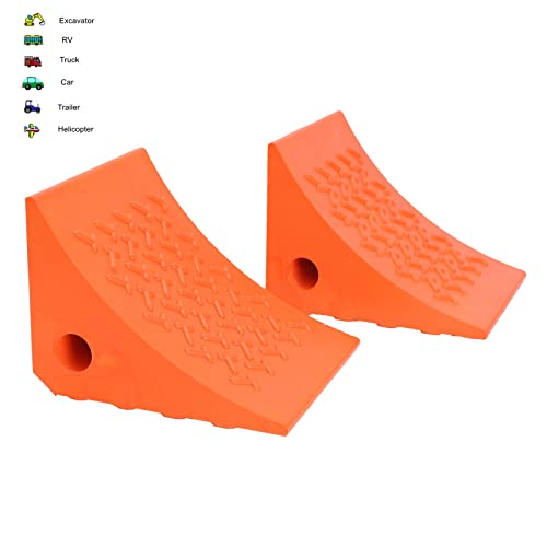 Tiousmoky Wheel Chocks, Rubber Wheel Chock with Curved, Durable, Non-Slip, Solid Trailer Wheel Chocks for Boat Trailers, RV, Truck, Camper, 40000lbs (Orange)