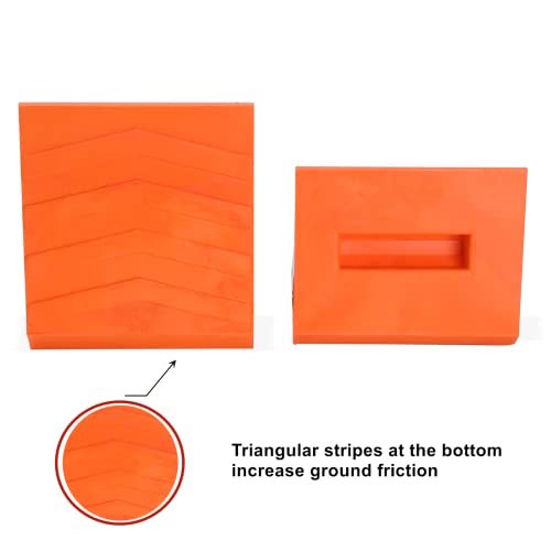 Tiousmoky Wheel Chocks, Rubber Wheel Chock with Curved, Durable, Non-Slip, Solid Trailer Wheel Chocks for Boat Trailers, RV, Truck, Camper, 40000lbs (Orange)