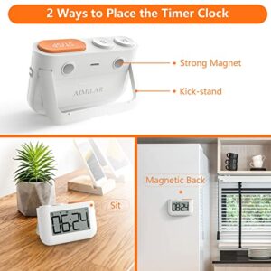 AIMILAR Small Countdown Timer Clock - Digital Kitchen Count Up and Down Timers Magnetic Big Screen for Cooking Kids Time Management