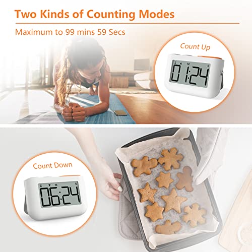 AIMILAR Small Countdown Timer Clock - Digital Kitchen Count Up and Down Timers Magnetic Big Screen for Cooking Kids Time Management