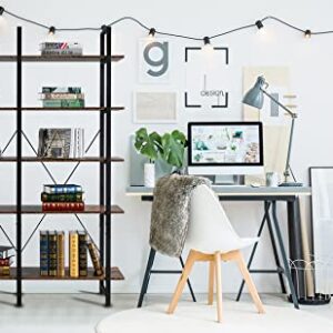 VINGLI Bookcases and Book Shelves 5 Shelf,Double Wide 5 Tier Bookshelf,5 Tier Tall Bookshelf,Large Etagere Bookshelf 5 Shelf Bookcase,Industrial Style Bookshelf,Living Room,Bedroom,Office