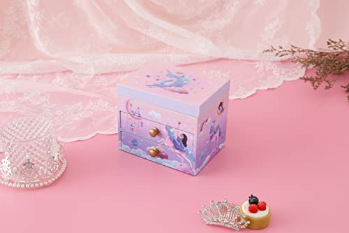 Agitation Unicorn Princess Wooden Musical Jewelry Box - Unicorn Gifts for Girls (Purple Unicorn3)