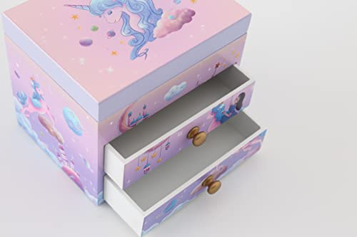 Agitation Unicorn Princess Wooden Musical Jewelry Box - Unicorn Gifts for Girls (Purple Unicorn3)