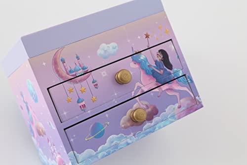 Agitation Unicorn Princess Wooden Musical Jewelry Box - Unicorn Gifts for Girls (Purple Unicorn3)