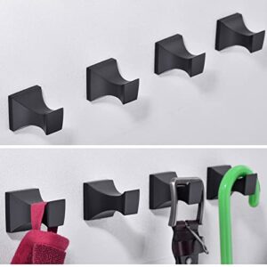 SEABEFORE Elegant Robe Hook Matte Black, Wall-Mounted Towel Hook, Coat Hook for Bath and Kitchen, 2 Count, SUS 304 Stainless Steel