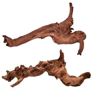 majoywoo natural large driftwood for aquarium decor reptile decor, fewer branches 12.5-18" 2pcs