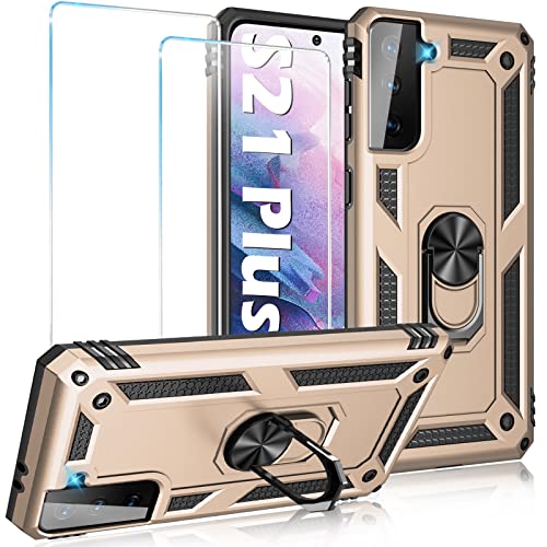 niter Case for Samsung Galaxy S21 Plus 5G Heavy Duty with Built in Screen Protector Hard Armor Military Anti-Fall Bumper Cover Cases Magnetic Ring Kickstand (Sliver)