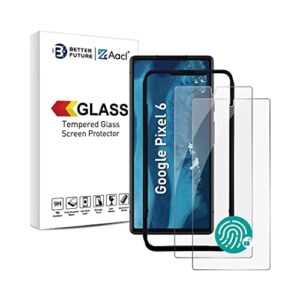 [fingerprint compatible][2 pack] tempered glass for google pixel 6 screen protector[2021], with [alignment] designed for pixel 6, anti-fingerprint, anti-scratch, no-bubble, case friendly