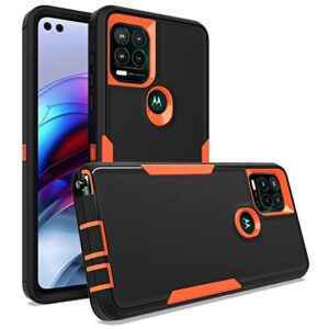 vinve for moto g stylus 5g case, [military grade] shockproof hybrid rugged bumper protective cover (black/orange)