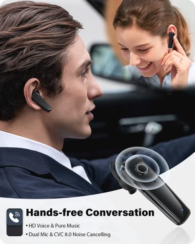 ADADPU Bluetooth Headset - V5.0 Wireless Handsfree Earpiece Built-in Dual Mic Noise Cancelling, 10 Days Standby 16Hrs HD Talktime Ultralight Headset for iPhone Android Samsung Laptop(Black)