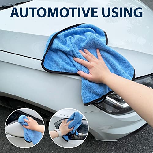 TAHOE TRAILS Bust-HOP Microfiber Towels for Cars, Car Drying Wash Detailing Buffing Polishing Towel with Silk Edgeless Microfiber Cloth, 16x16 in. Pack of 12