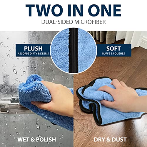 TAHOE TRAILS Bust-HOP Microfiber Towels for Cars, Car Drying Wash Detailing Buffing Polishing Towel with Silk Edgeless Microfiber Cloth, 16x16 in. Pack of 12