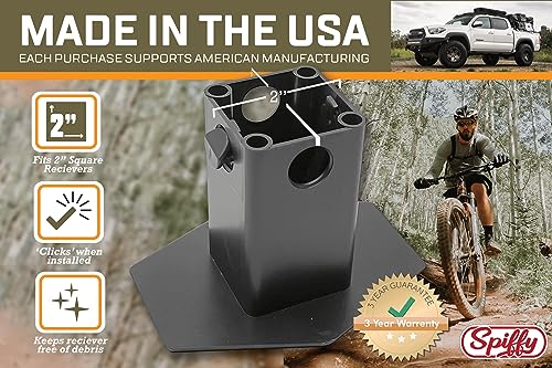 SPIFFY Tow Hitch Cover for 2 Inch Bike Rack Plastic Receiver Trailer Tube Plug | Ride More Worry Less | Made in The USA | Great Gift for Cyclists and Mountain Biking Enthusiasts with Trailer Hitches