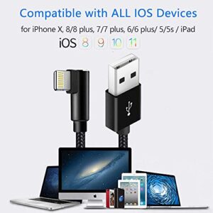 Hi-Mobiler iPhone Charger 3Pack 6FT Lightning Cable Right Angle Lightning Charging Cord Compatible with iPhone 13/12/11/Pro/Xs Max/XS/XR/7/7Plus/X/8/8Plus/6S/6S Plus/SE (Black, 6FT)