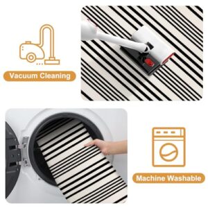 Black and White Striped Outdoor Rug, 27.5"x43" Cotton Modern Hand-Woven Reversible Front Porch Door Mat Welcome Layered Doormat Washable Doorway Carpet for Farmhouse Kitchen Laundry Room