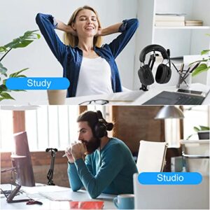 CLOOLC Headphone Stand for Desk - Adjustable Headphone Holder Desk - Space-Saving Headset Holder for Desk - Desk Headphone Hanger with 14in - Black