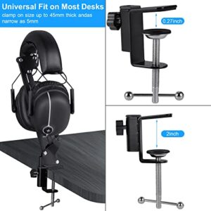 CLOOLC Headphone Stand for Desk - Adjustable Headphone Holder Desk - Space-Saving Headset Holder for Desk - Desk Headphone Hanger with 14in - Black