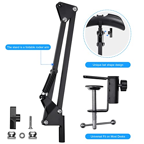 CLOOLC Headphone Stand for Desk - Adjustable Headphone Holder Desk - Space-Saving Headset Holder for Desk - Desk Headphone Hanger with 14in - Black