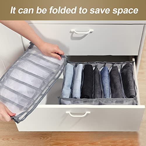 Foldable Clothes Storage Drawer Organizer - Cooyokit Separated Storage & Storing Divider, compartment storage bag for storing jeans, t-shirts, tops, sweaters etc. (7 Grid Storage Divider)