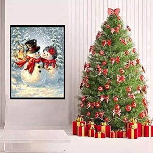 Snowman Diamond Painting Kits,Winter Diamond Art Kit for Adults,5D Christmas Diamond Dots Full Drill Round for Parents-Children Interrction,Wall Decor,Gift,Relaxing(12x16) (Snowman-Love)