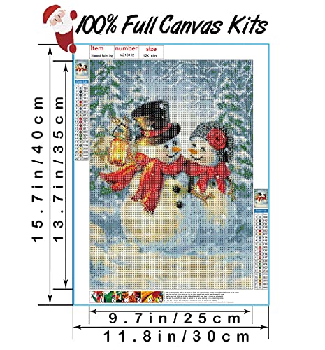 Snowman Diamond Painting Kits,Winter Diamond Art Kit for Adults,5D Christmas Diamond Dots Full Drill Round for Parents-Children Interrction,Wall Decor,Gift,Relaxing(12x16) (Snowman-Love)