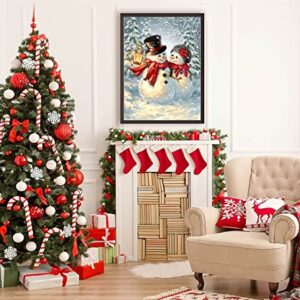 Snowman Diamond Painting Kits,Winter Diamond Art Kit for Adults,5D Christmas Diamond Dots Full Drill Round for Parents-Children Interrction,Wall Decor,Gift,Relaxing(12x16) (Snowman-Love)