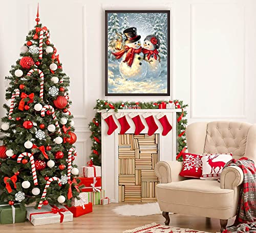 Snowman Diamond Painting Kits,Winter Diamond Art Kit for Adults,5D Christmas Diamond Dots Full Drill Round for Parents-Children Interrction,Wall Decor,Gift,Relaxing(12x16) (Snowman-Love)