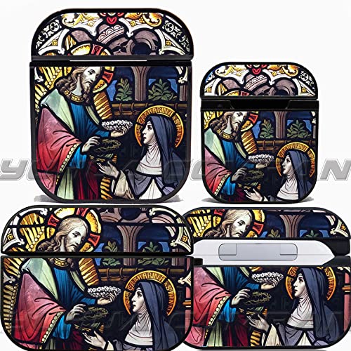 YUHUA Jesus Bible Cross Religious Virgin Mary Airpods Case Christiana Christianity The Church mocatholic Merry Christmas The Gospel Protective Case Cover for AirPods 1/2 (Jesus Mary, AirPods 1/2)