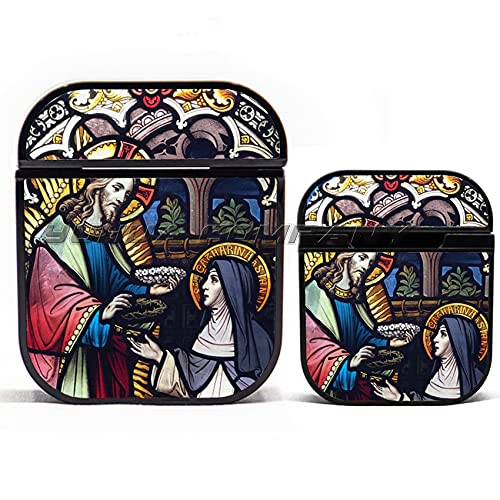 YUHUA Jesus Bible Cross Religious Virgin Mary Airpods Case Christiana Christianity The Church mocatholic Merry Christmas The Gospel Protective Case Cover for AirPods 1/2 (Jesus Mary, AirPods 1/2)