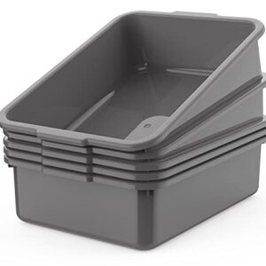 5-Pack Commercial Bus Tubs Box/Tote Box, Plastic Storage with Handles, Wash Basin Tub 8 Liter (Gray)