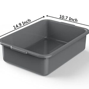 5-Pack Commercial Bus Tubs Box/Tote Box, Plastic Storage with Handles, Wash Basin Tub 8 Liter (Gray)